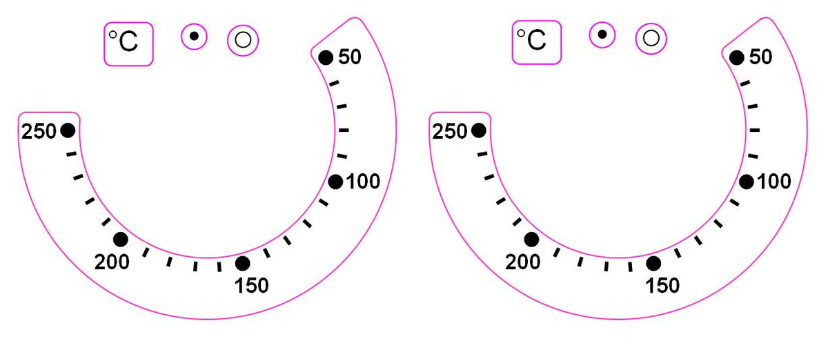 OVEN TEMPERATURE MARKINGS 50-250 (WITH LINES) – Stove Stickers