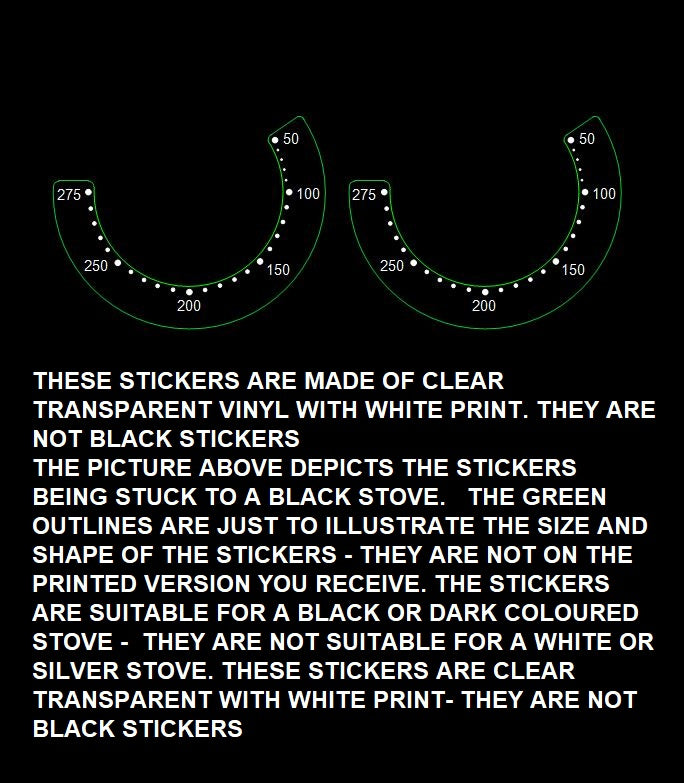 OVEN TEMPERATURE MARKINGS 50-275 – Stove Stickers