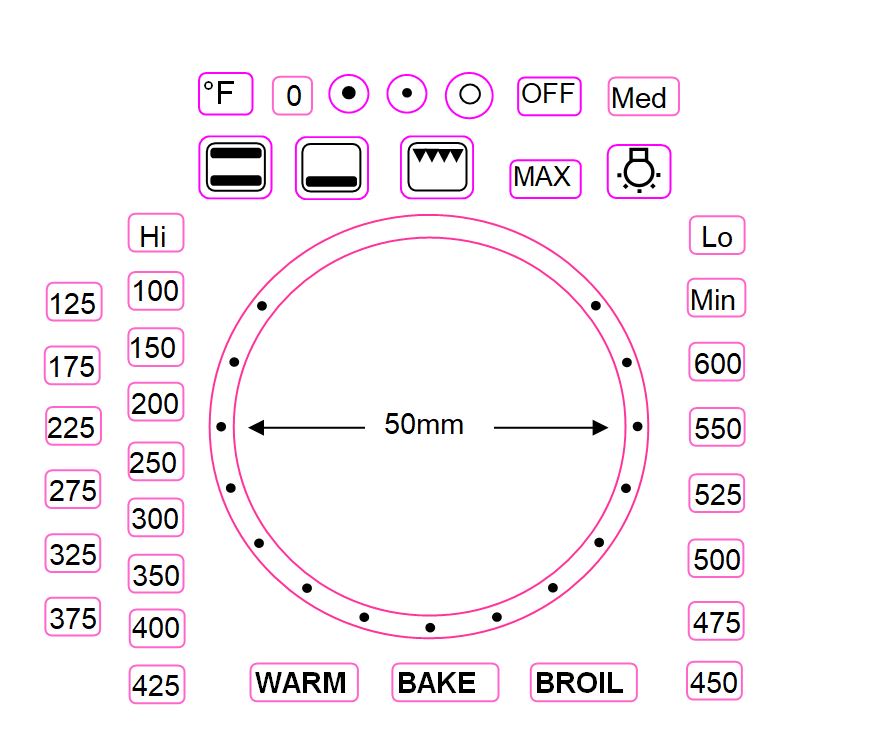 FAHRENHEIT SEPARATE OVEN TEMPERATURE NUMBERS- Black print on clear - f ...