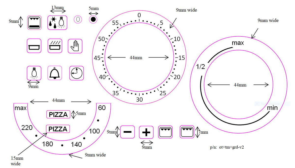 TEMPERATURE DIAL, TIMER DIAL, GRADIENT DIAL WITH 16 SYMBOLS – Stove ...