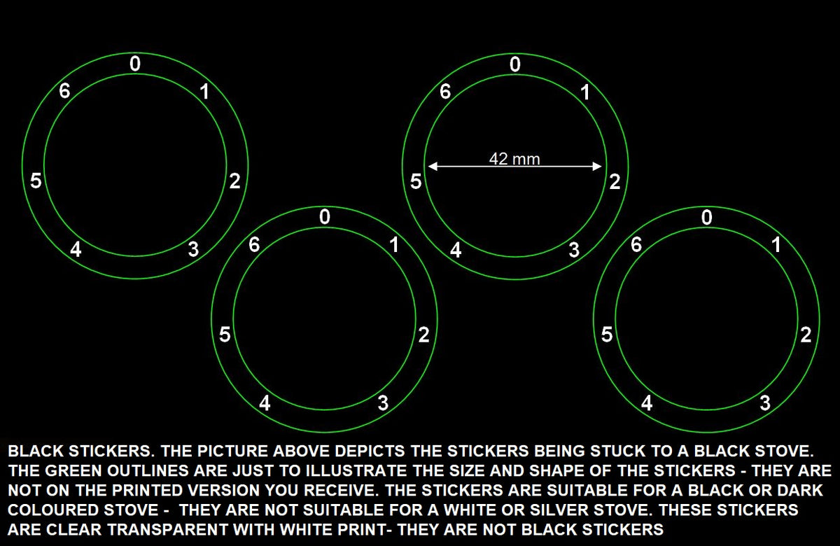 STOVE COOKER HOB DIAL KNOB NUMBERS 1- 6 CLOCKWISE WITH ZERO AT TOP ...